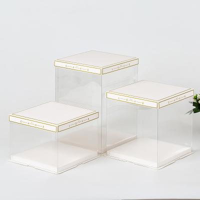 China PET Plastic Disposable Food Packaging Transparent Cake Box Gold Stamping Paper Lid Boxes for sale