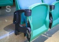 China Customized Beam Mounted Folding Plastic Stadium Chair HDPE 500mm Center for sale