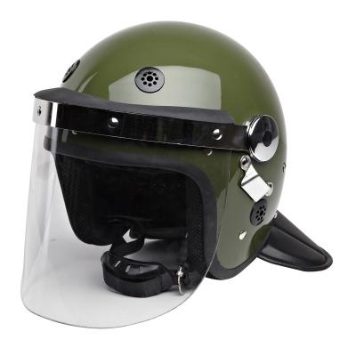 China Tactical Olive Green Anti Riot Helmet with PU Neck Protector 3MM Visor for sale