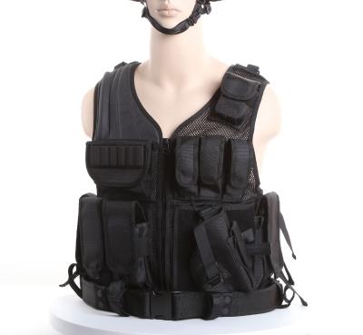 China Black Police Swat Vest With Pouches & Belt , Molle Military Tactical Vest for sale