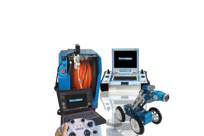 China pipe inspection robot with 120m cable wheel, 14 inches LCD for 200-1000mm diameter of pipeline for sale