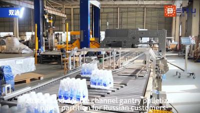 China High-Speed Dual Channel Gantry Palletizer with Paper Partition - 60-80 Boxes/Minute, 35KW Power, Custom Industrial Automation for sale