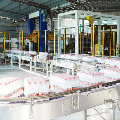 China Double Channel Gantry Palletizer with Paper Dividers for Soft Drinks Packaging Lines for sale