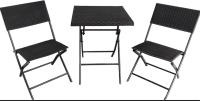 China Plastic Rattan Garden Folding Table And Chairs Steel Structure for sale