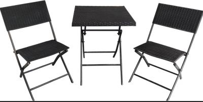 China Plastic Rattan Garden Folding Table And Chairs Steel Structure for sale