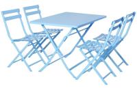 China Outdoor Steel Folding Table And Chairs Garden 4 Person Dining Set for sale