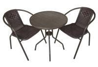 China 3 Set Garden Polywood Table And PP Wicker Stacking Chair Bistro for sale