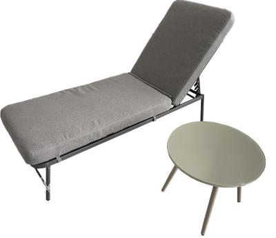 China Foldable Cushion Sofa Sun Lounger Garden Steel Frame With Coffee Table for sale