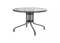 China Round Steel 5mm Tempered Glass Table For Outdoor Garden 60 X 60 X 71cm for sale