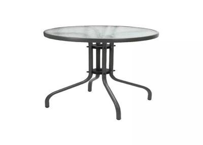 China Round Steel 5mm Tempered Glass Table For Outdoor Garden 60 X 60 X 71cm for sale
