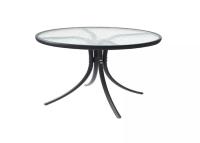 China Steel Frame Round Outdoor Garden Table 5mm Tempered Glass for sale