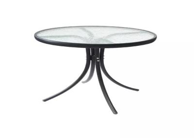 China Steel Frame Round Outdoor Garden Table 5mm Tempered Glass for sale