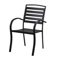 China Outdoor Courtyard Curved Armchair Plastic Wood Slat Aluminum Stacking for sale