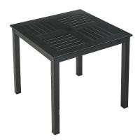 China 80cm Outdoor Square Aluminum Table Black Plastic Wood Parquet Top for sale