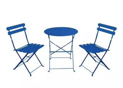 China Outdoor Garden Steel Leisure Conversation Patio Bistro Set Folding Table And Chairs for sale