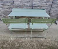 China Steel Flower Stand 70cm Garden Folding Table And Chairs 3 Pieces Set for sale
