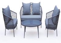 China All Steel Webbing Rope Terrace 4pcs Conversation Chair Sets for sale