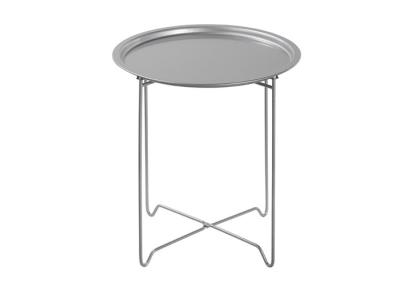 China Indoor Outdoor Folding Table Round Steel Frame Save Space for sale