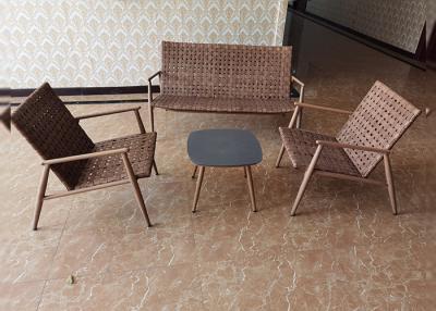 China Aluminum KD Garden Rattan Set 5mm Tempered Glass for sale