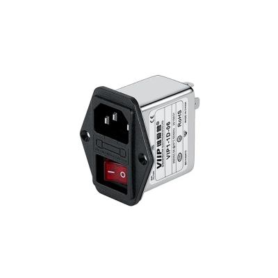 China 10A Rated Current 1500VDC Line To Ground IEC EMI Filter with Metal Case for sale