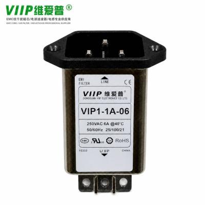 China IEC Inlet Socket EMI Power Filter 6A Rated Current 250VAC Rated Voltage Fast-on Terminal Power Line Filter for Electronic Equipment for sale