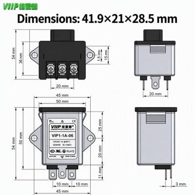 China VIP1‑1A‑06 (B011X1222) EMI Power Line Interference Suppressor 41.9×21×28.5mm for IT Telecom Medical Instruments Test‑Measurement Household Plug‑in Electronic Devices for sale