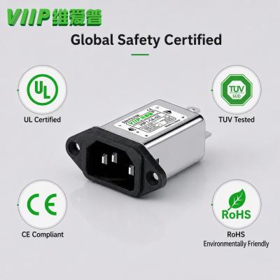 China VIP1-1A-03 (10328) Standard IEC Socket Electromagnetic Disturbance Damping Module Single Phase Power Signal Cleaner For Domestic Electronics & Laboratory Measuring Device for sale