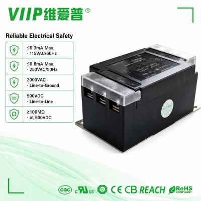 China VIIP VIP4‑1B‑20 B041T1252 Single‑Phase AC EMI Power Line Filter 20A 115/250VAC Terminal Block Type EMC Noise Suppressor RoHS REACH Certified for sale
