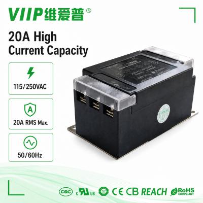 China VIP4‑1B‑20 Terminal Block EMI Filter 20A Rated 50/60Hz Low‑Pass EMC Filter High Insertion Loss For AC Power Line Interference Suppression for sale