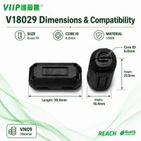 China VIIP V18029 Clip-on Ferrite Core 6mm Hole, RoHS REACH Certified EMC Anti-Interference Magnetic Core for Cable Noise Filter for sale
