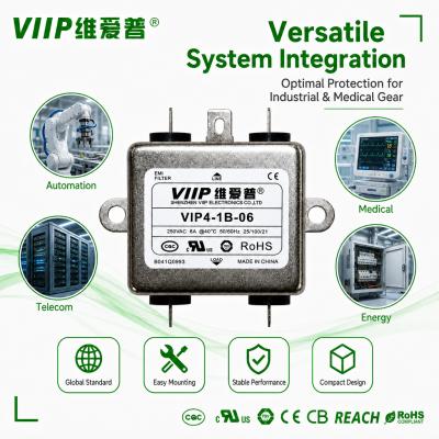 China 3-in-1 IEC EMI RFI Filter VIP4-1B-06 6A Panel Mount Power Entry Noise Suppression for Kiosk, Audio-Visual & Fitness Equipment for sale