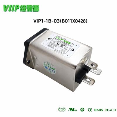 China VIIP VIP1-1B-03 （B011X0428 ）3A Lead-wired EMI Power Filter 115/250VAC Single-Phase AC Line Noise Suppressor Metal Housing Panel Mount for sale
