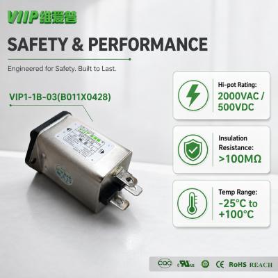 China VIP1-1B-03 （B011X0428 ）3A Single Phase AC Line Noise Suppressor Lead-wired EMI Power Filter for Commercial Electronic Devices for sale