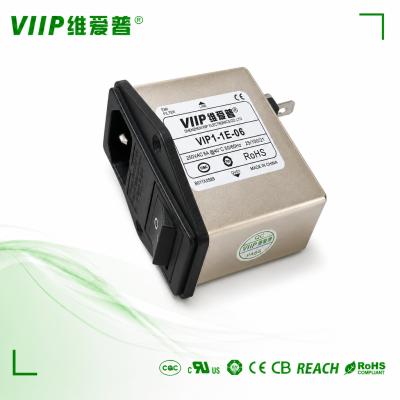 China VIIP VIP1-1E-06 B011X0589 IEC Inlet EMI Filter 6A 115/250VAC Panel Mount Fuse&Switch Integrated Single-Phase AC Noise Filter for sale