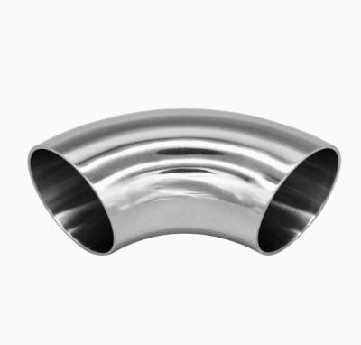 China SS304L 316L Stainless Steel Sanitary Pipe Fittings 90 Degree LR Elbow Sanitary Tube for sale