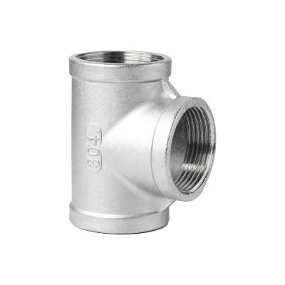 China Female End 304L Stainless Steel Screwed Pipe Fittings Screwed Pipe Fittings Threaded Equal Tee for sale
