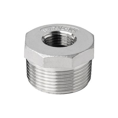 China DN10 To DN50 Screwed Pipe Fittings BSPT NPT Threads Stainless Steel Hex Reducing Bushing for sale