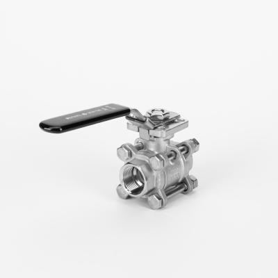 China NPT BSPT Stainless Steel Valve AISI 304 Industrial 3 Piece Ball Valve for sale
