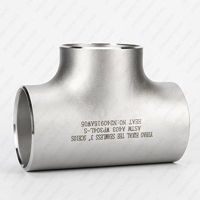 China ASME B16.9 WP304 WP304L Stainless Steel Equal Tee Butt Welding Pipe Fitting 1/2-4 Inch for sale