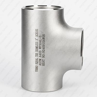 China ASME B16.9 WP304 WP304L Stainless Steel Equal Tee Butt Welding Pipe Fitting 14-24 Inch for sale