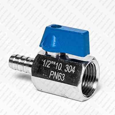 China Stainless Steel Mini Ball Valve Barbed x Female Thread BSPP/NPT for sale