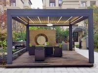 China Modern Aluminum Motorized Waterproof Louvred Pergola with Led Light Outdoor Pergola Garden Aluminium POM Powder Coated No Wood for sale