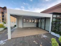China Fully automatic retractable Waterproof pergola aluminum outdoor with louvered roof for sale