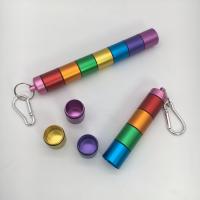 China Colorful  keychain pillbox 7 days  Medicine Case Metal Pill Box Organizer for sale