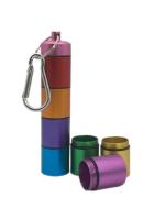 China Colorful  keychain pillbox 7 days  Medicine Case Metal Pill Box Organizer for sale