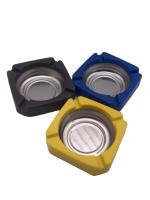 China 9*9*3cm Modern Design Multi-Functional Stainless Steel Ashtray for Car Custom Logo for sale