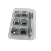 China Whiskey Ice Cubes Stones,Metal Ice Cube,6 pcs/Set Stainless Steel Reusable Chilling Whiskey Stones Wine Chillier with Free Tongs for sale