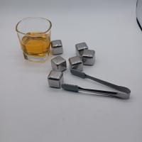 China Whiskey Ice Cubes Stones,Metal Ice Cube,6 pcs/Set Stainless Steel Reusable Chilling Whiskey Stones Wine Chillier with Free Tongs for sale