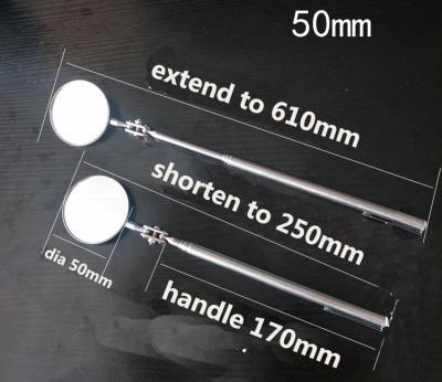 China Telescopic Inspection Mirror with 50mm Diameter Head and Pen Clip for Industrial Maintenance for sale