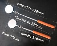 China 50mm Telescopic Inspection Mirror with Orange Safety Cover - Industrial Grade Swivel Head Tool for sale